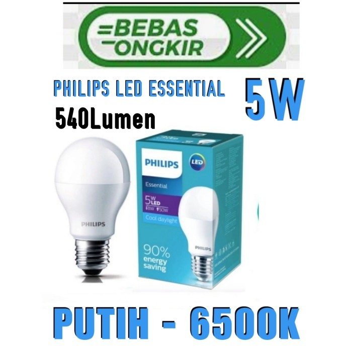 Jual PHILIPS LAMPU LED ESSENTIAL 5WM PHILIPS LED 5W PUTIH | Shopee ...