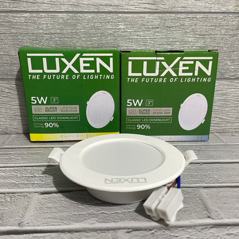 Jual LUXEN CLASSIC DOWNLIGHT LED PANEL 5W INBOW IB BULAT TANAM DALAM PLAFON PUTIH COOL DAYLIGHT ...