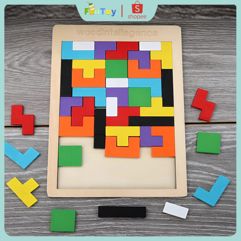 Jual FUNTOY Mainan Puzzle Tetris Russian/mainan puzzle kayu tangram ...