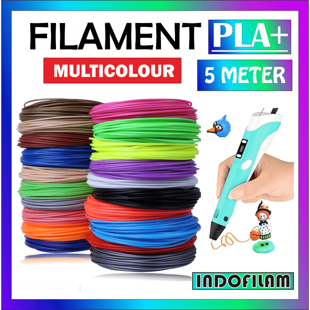 Jual 5 METER FILAMENT FILAMEN PLA+ PLA PLUS ALL COLOUR REFILL TINTA 3D ...
