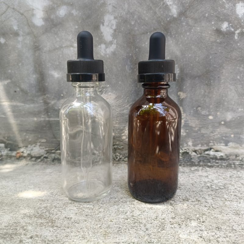Jual Botol pipet kaca 60ml bening / Amber / botol pipet tetes essential ...