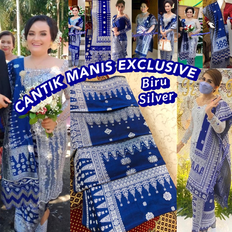 Jual TERLARIS Songket Cantik Manis Exclusive Biru Silver/Songket Tenun Palembang asli Tenun ...