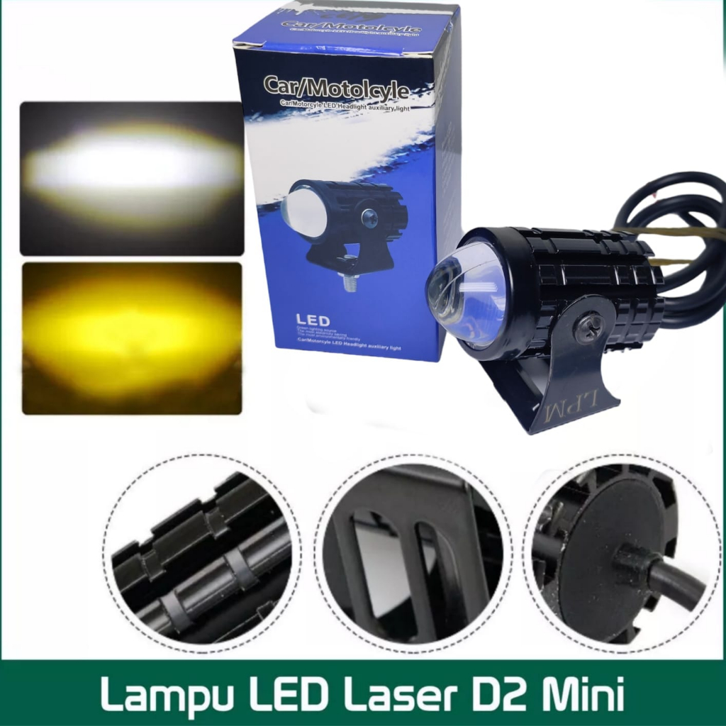 Jual Lampu Sorot Lampu Laser Lampu Tembak Led Mini D2 Motor Mobil Warna ...