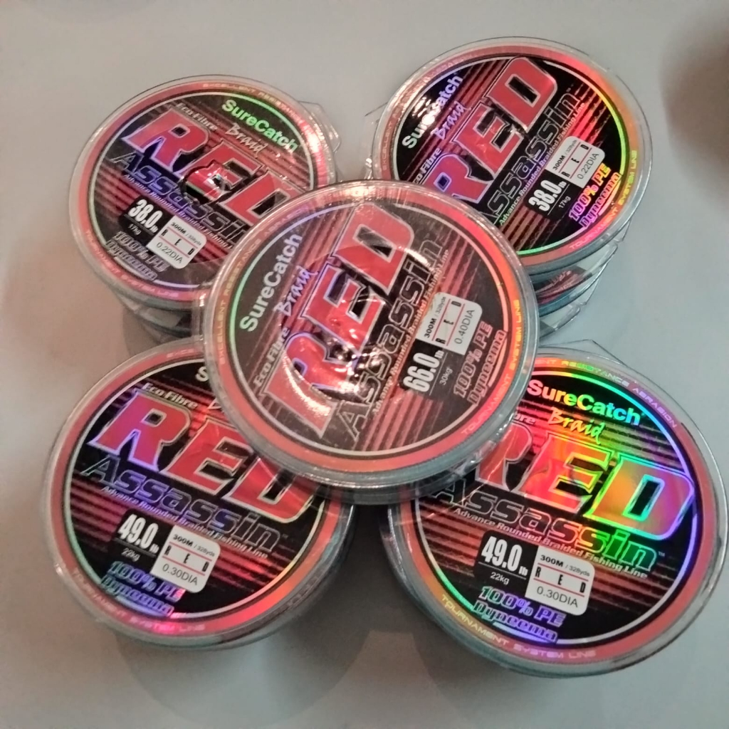 Jual Senar Pancing SURE Braid RED ASSASSIN, Eco Fiber, 100% PE Dyneema ...