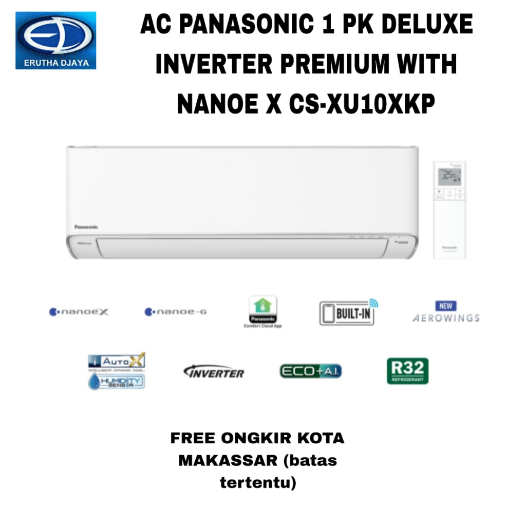 Jual AC PANASONIC 1 PK DELUXE INVERTER PREMIUM WITH NANOE X XU10XKP ...