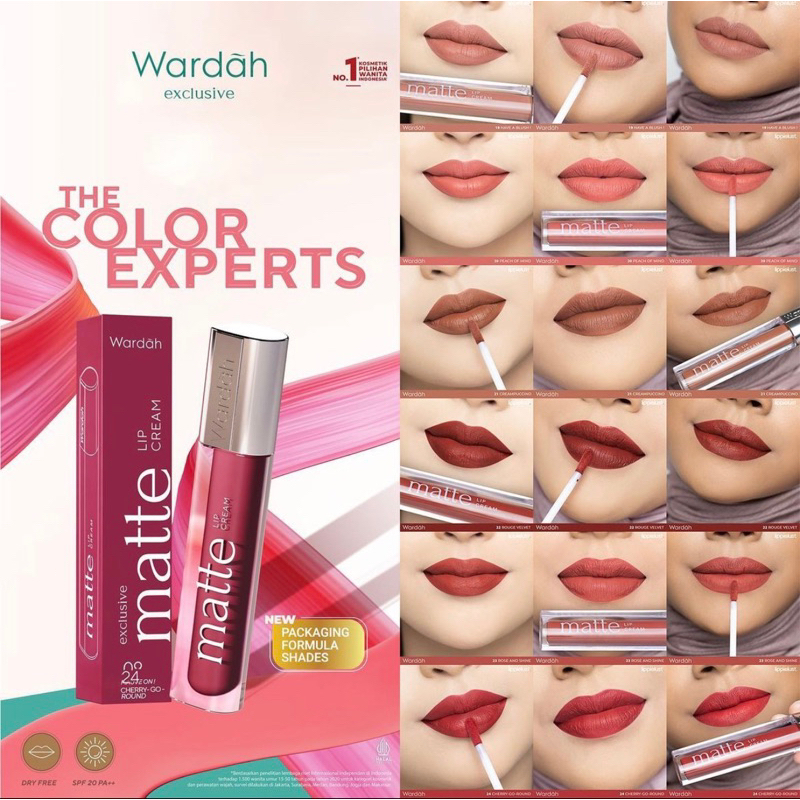 Jual Wardah Exclusive Matte Lip Cream Dry Free SPF 20 PA++ - lip cream ...