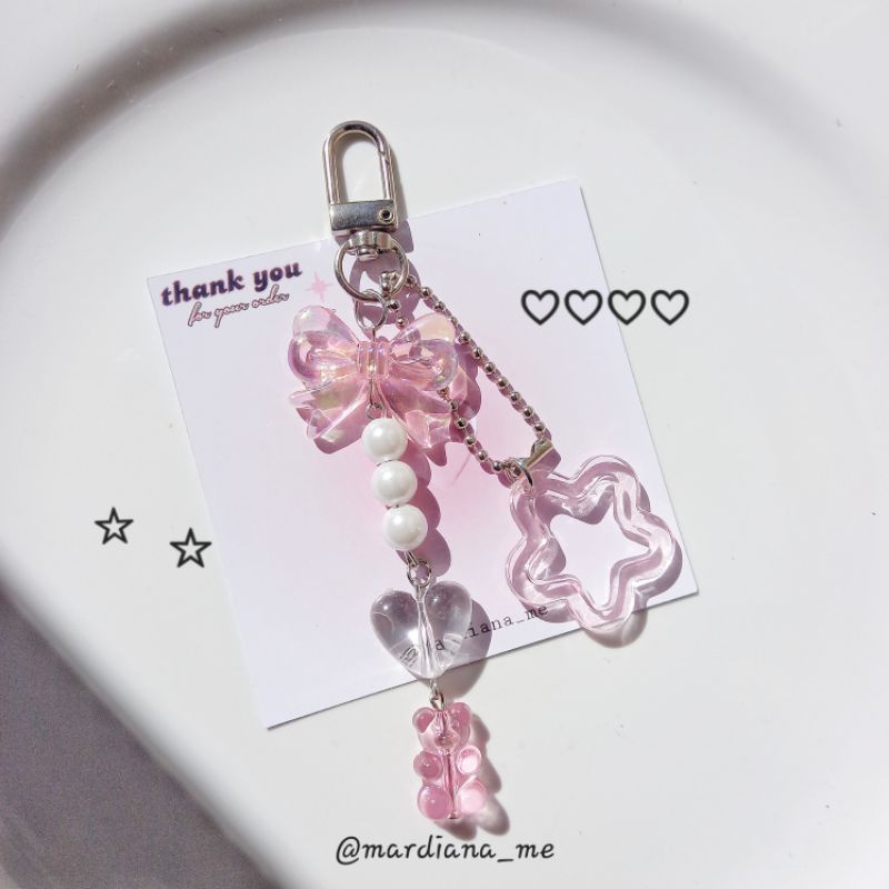 Jual CLEAR PINK KEYCHAIN BEADS/ KEYCHAIN PINK STAR SERIES | Shopee ...