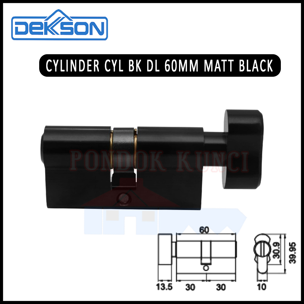 Jual Cylinder Knob Kunci Pintu Kamar Mandi Dekkson BK DL 60MM Matt Black Anak Kunci Dekson Hitam ...