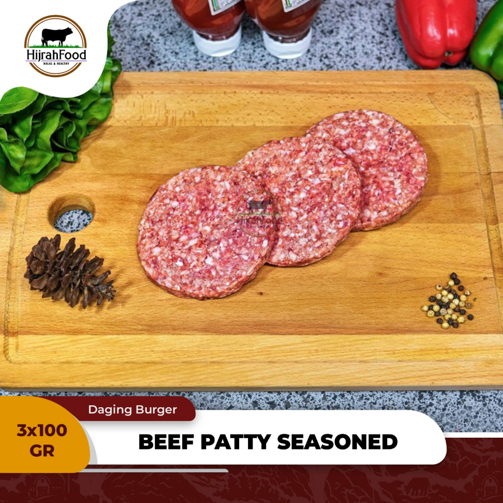 Jual Beef Burger Patty Seasoned Meaty & Juicy | Daging Burger Siap ...