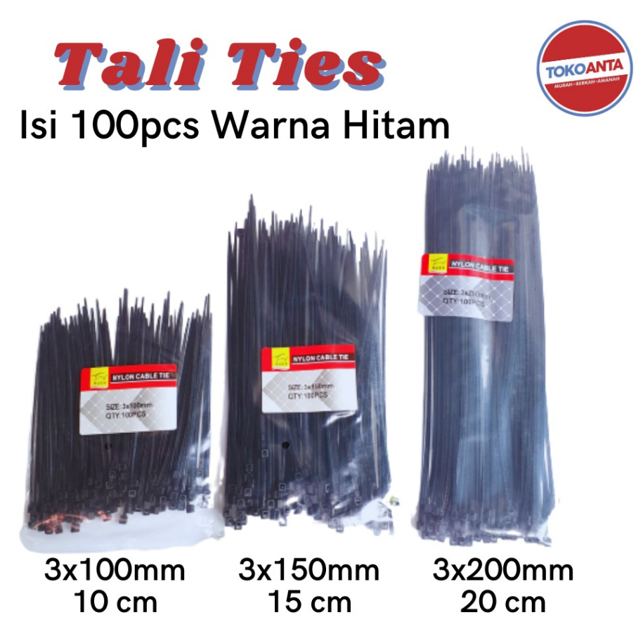 Jual Kabel Ties Cable Tali Ties Tis Tali Pengikat Hitam Putih 100pcs ...