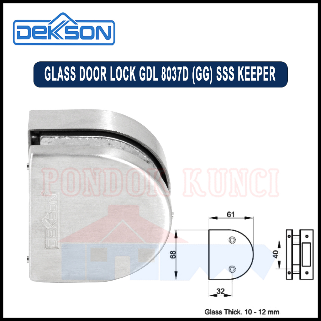 Jual Kunci Pintu Kaca Glass Door Lock Keeper Dekkson GDL 8037 DBL Latch SSS Keeper To Glass ...