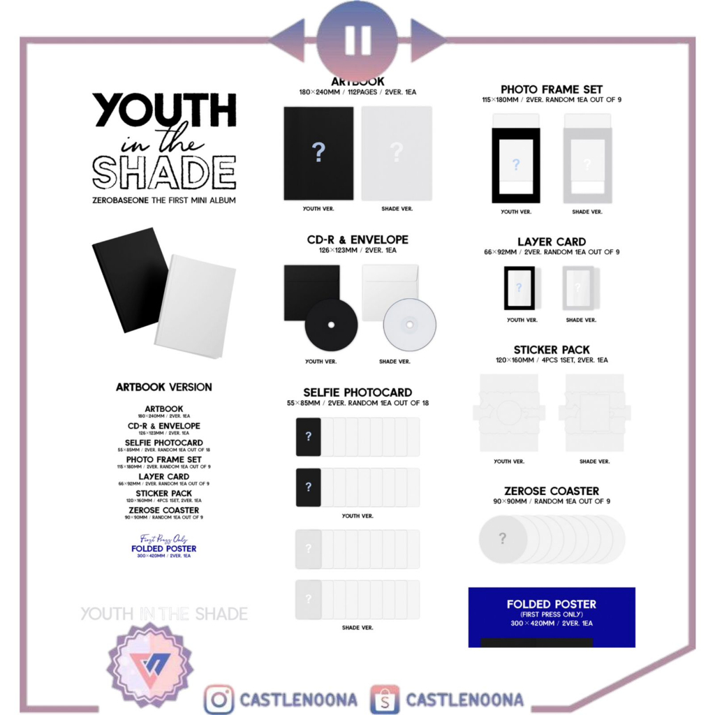 Jual [OPEN PO] ZEROBASEONE The 1st Mini Album [YOUTH IN THE SHADE] | Shopee Indonesia