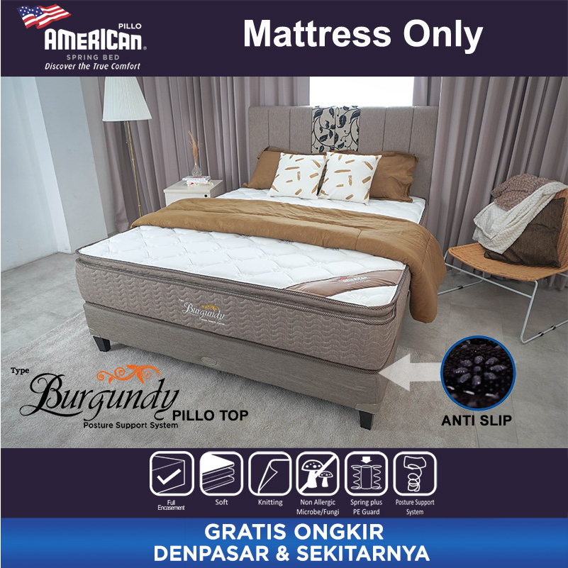 Jual American Pillo Matras Burgundy Pillo Top Encasement Springbed Bali ...