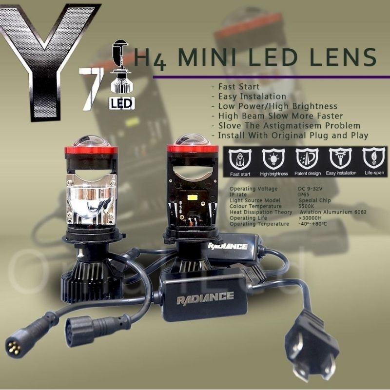 Jual Sepasang Lampu Led Projie H4 Mini Lens Y7 Y7D Original Super ...