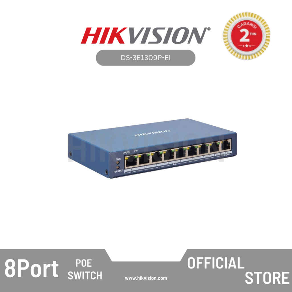 Jual HIKVISION - DS-3E1309P-EI Switch 8 Port Fast Ethernet Smart POE Original | Shopee Indonesia