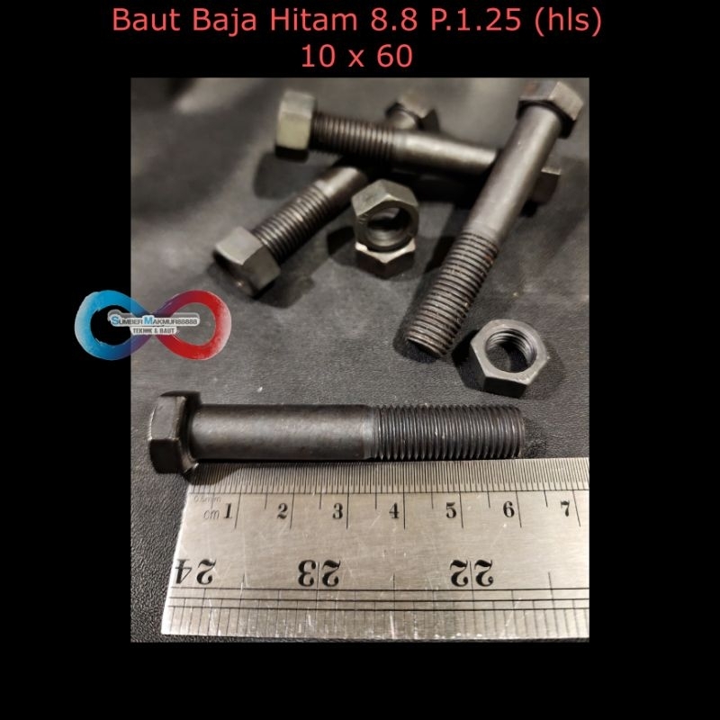 Jual Baut Mur Baja htb (grade 8.8) 10x60 mm p.1,25 TIDAK FULLDRAT | Shopee Indonesia