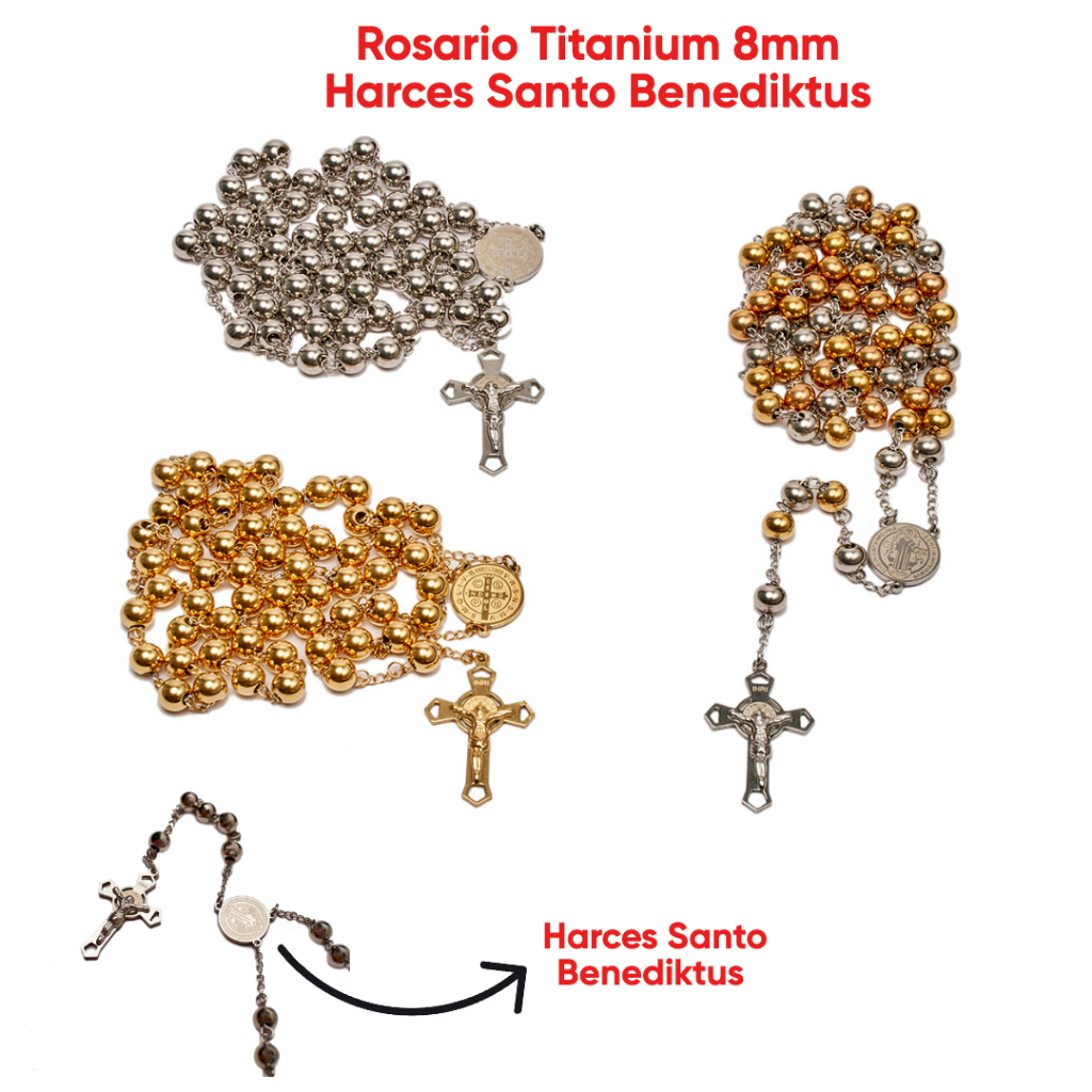 Jual ROSARIO TITANIUM 8MM Harces Santo Benediktus Kalung Titanium ...