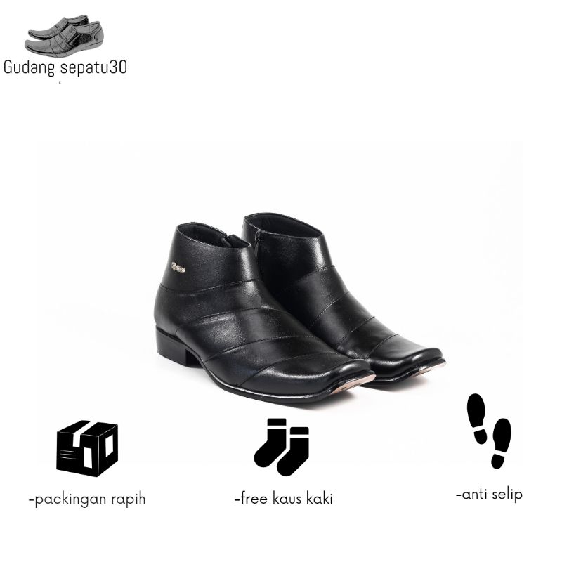 Jual Sepatu Pantofel Pria Boots Kickers Resleting Polos Ringan Dan ...