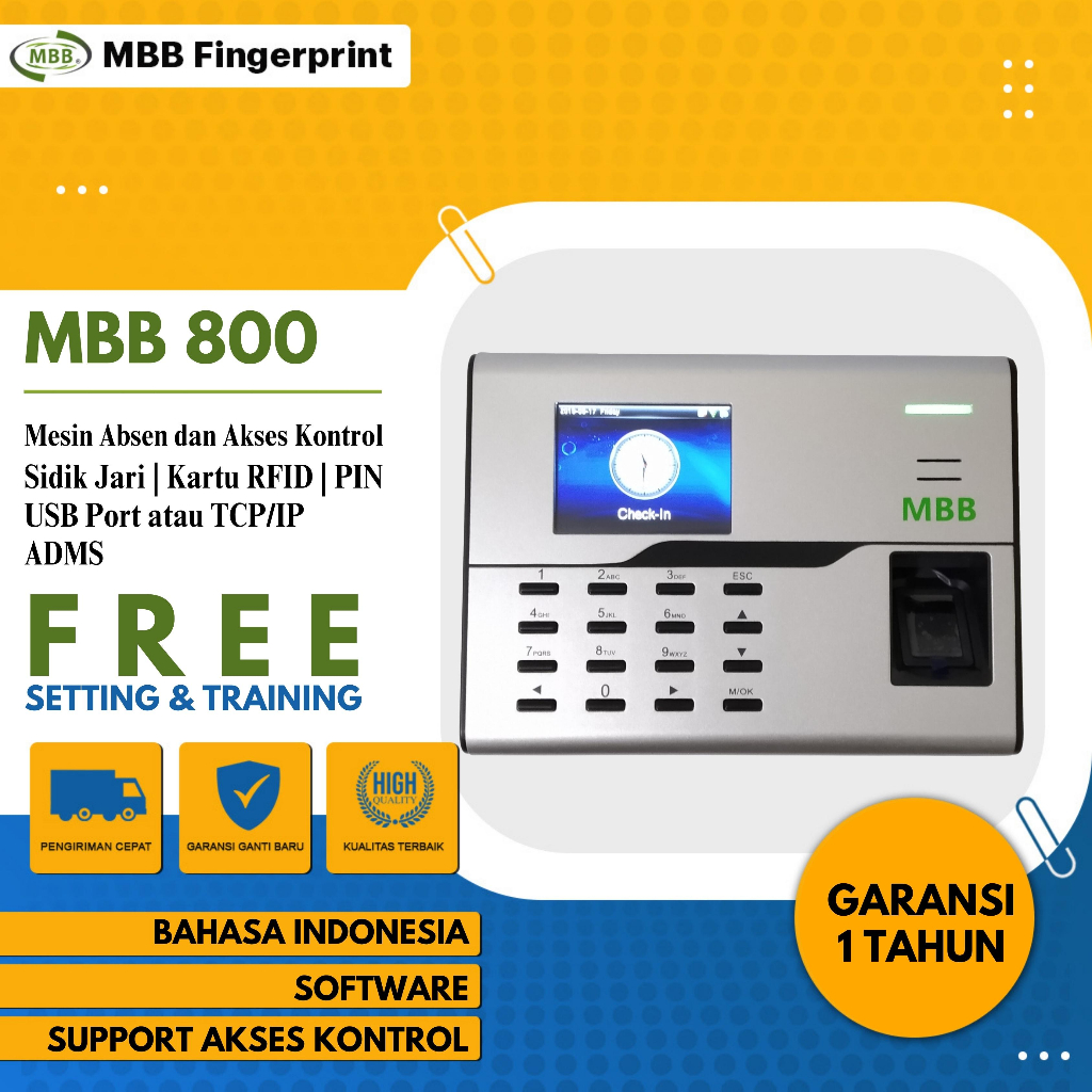 Jual Fingerprint Mesin Absensi MBB 800 Absen Sidik Jari Kartu RFID SSR WIFI - ZKTeco | Shopee ...