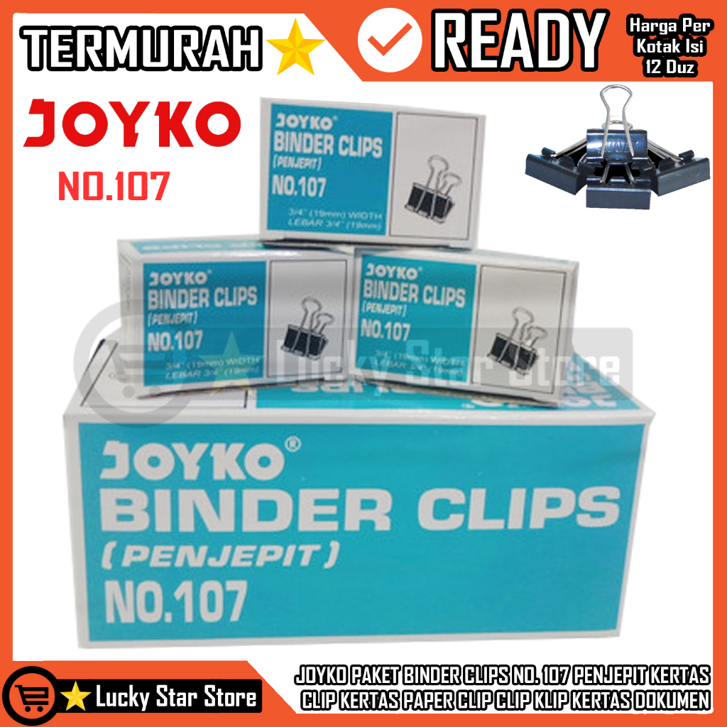 Jual BINDER CLIP KLIP KERTAS 107 JOYKO KLIP PENJEPIT KERTAS PAPER CLIP ...