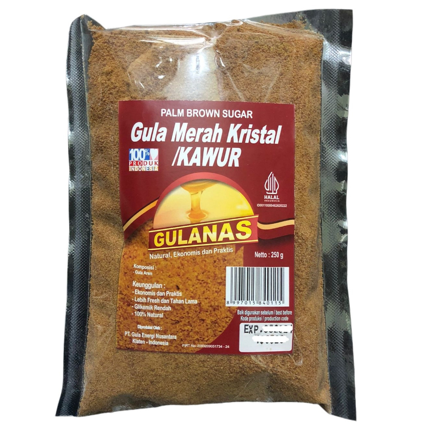Jual Gulanas Kawur 250gr Gula Merah Kristal Palm Brown Sugar | Shopee ...