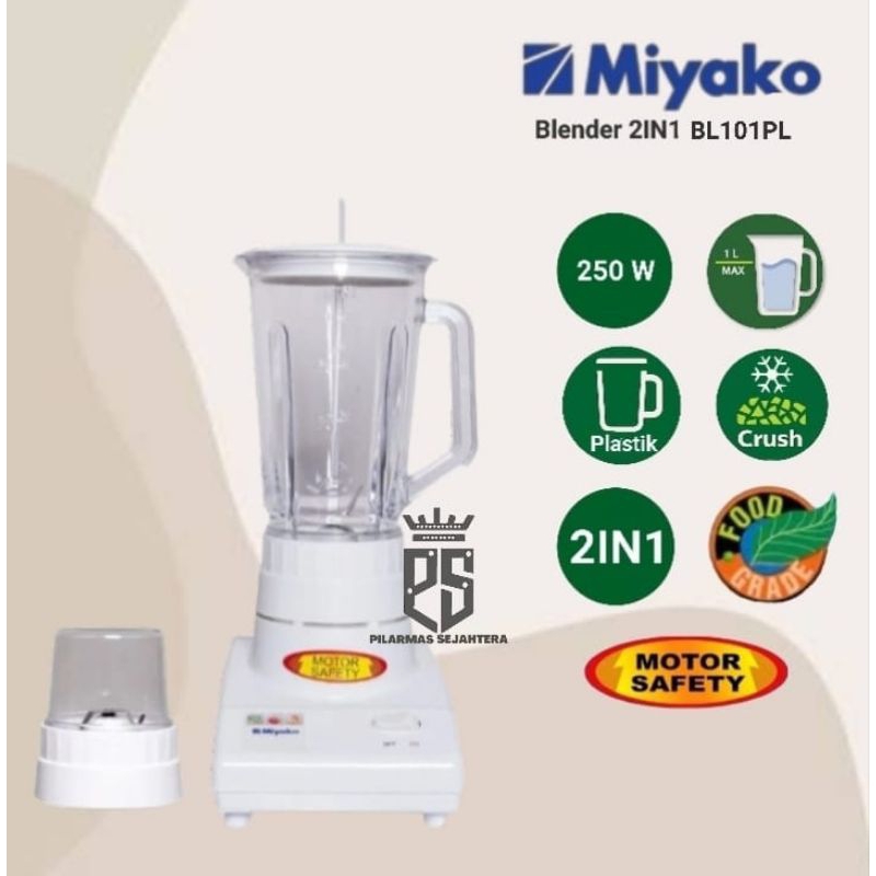 Jual Blender miyako BL101PL Blender miyako 2in1 plastik miyako BL 101 ...