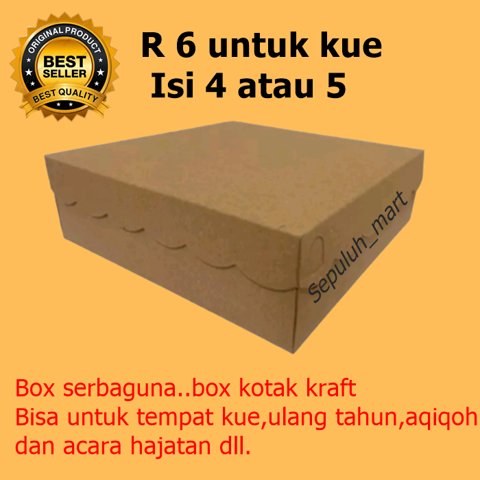 Jual Box kue R6/kotak kue isi 4/ dus kraft kue isi 5/kotak kue/kotak ...