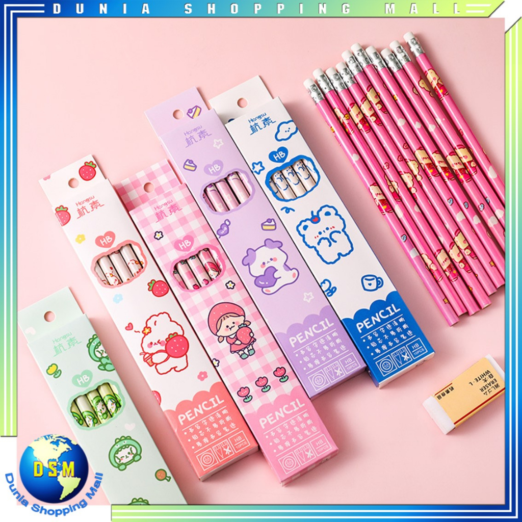 Jual DSM Pensil Penghapus Set isi 10 & 12 Pcs Motif Lucu Alat tulis Set ...