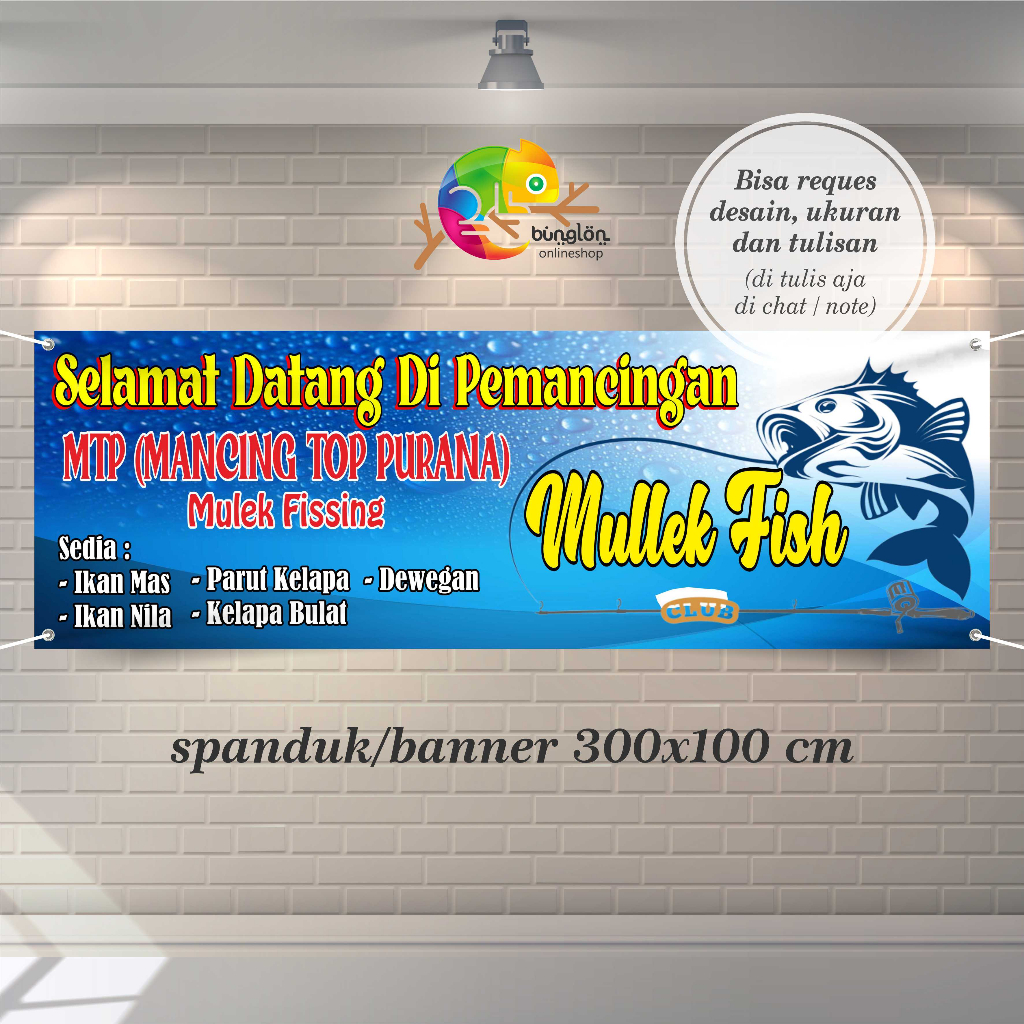 Jual Size 300x100 Spanduk Banner Selamat Datang Di Pemancingan, Spanduk ...