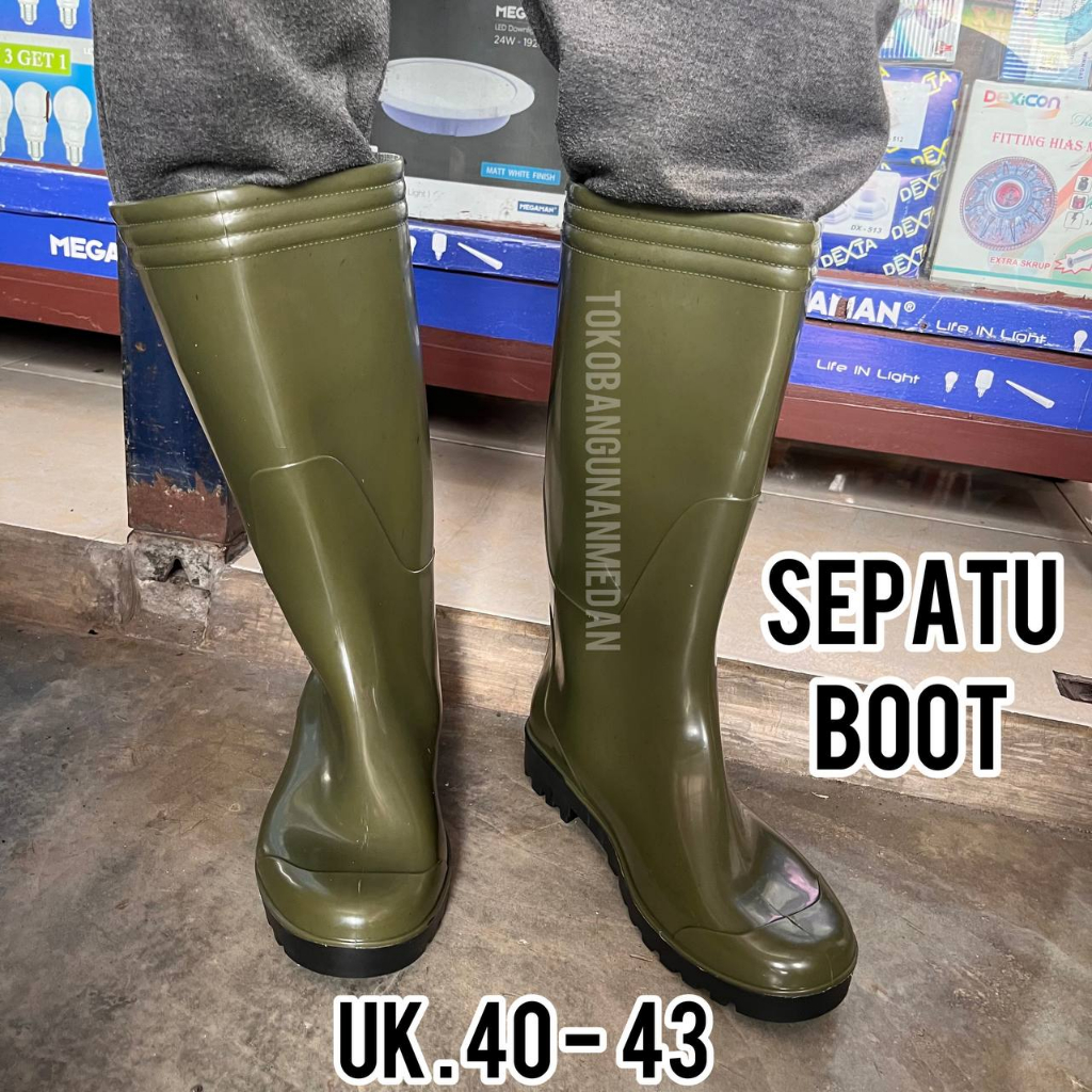 Jual SEPATU BOT BOOT KARET HIJAU EXCELLENT UKURAN 39 40 41 42 43 ...