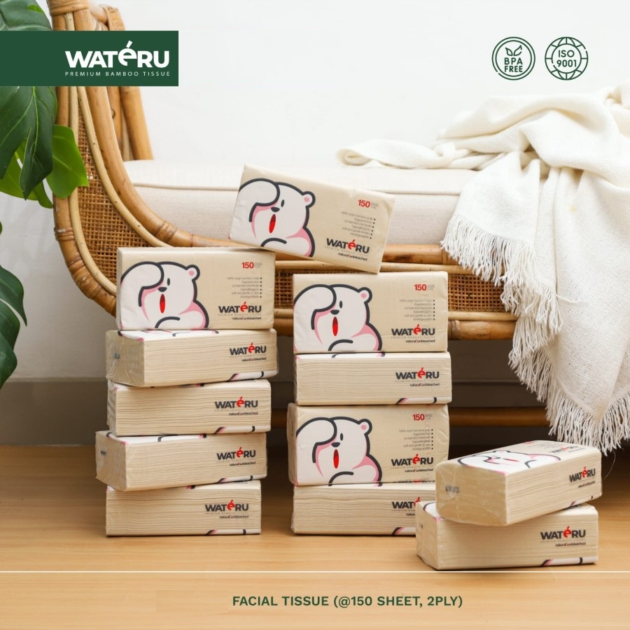 Jual Tisu Wajah Wateru Bambu Premium Bamboo Facial Tissue Isi 150 ...