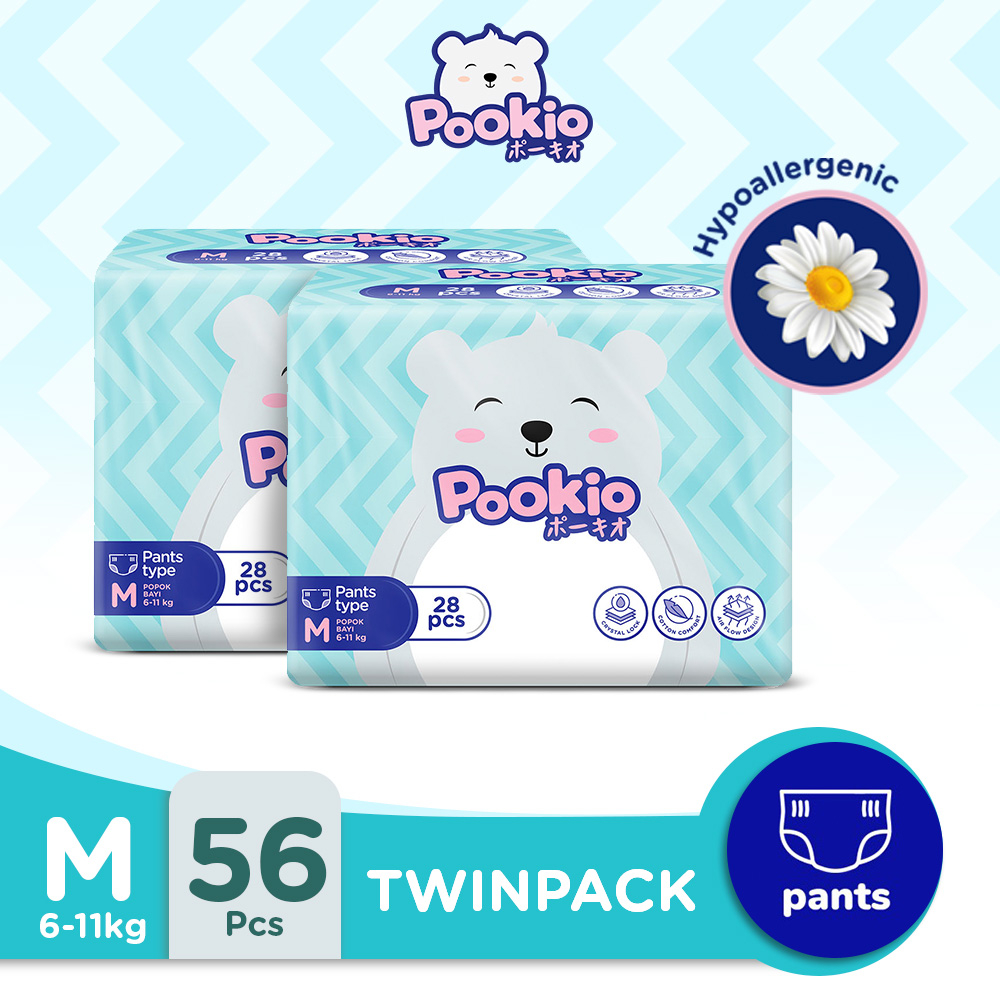 Jual POOKIO Pants Popok Bayi Anak Diaper Celana M28 (2 Bag) | Shopee ...