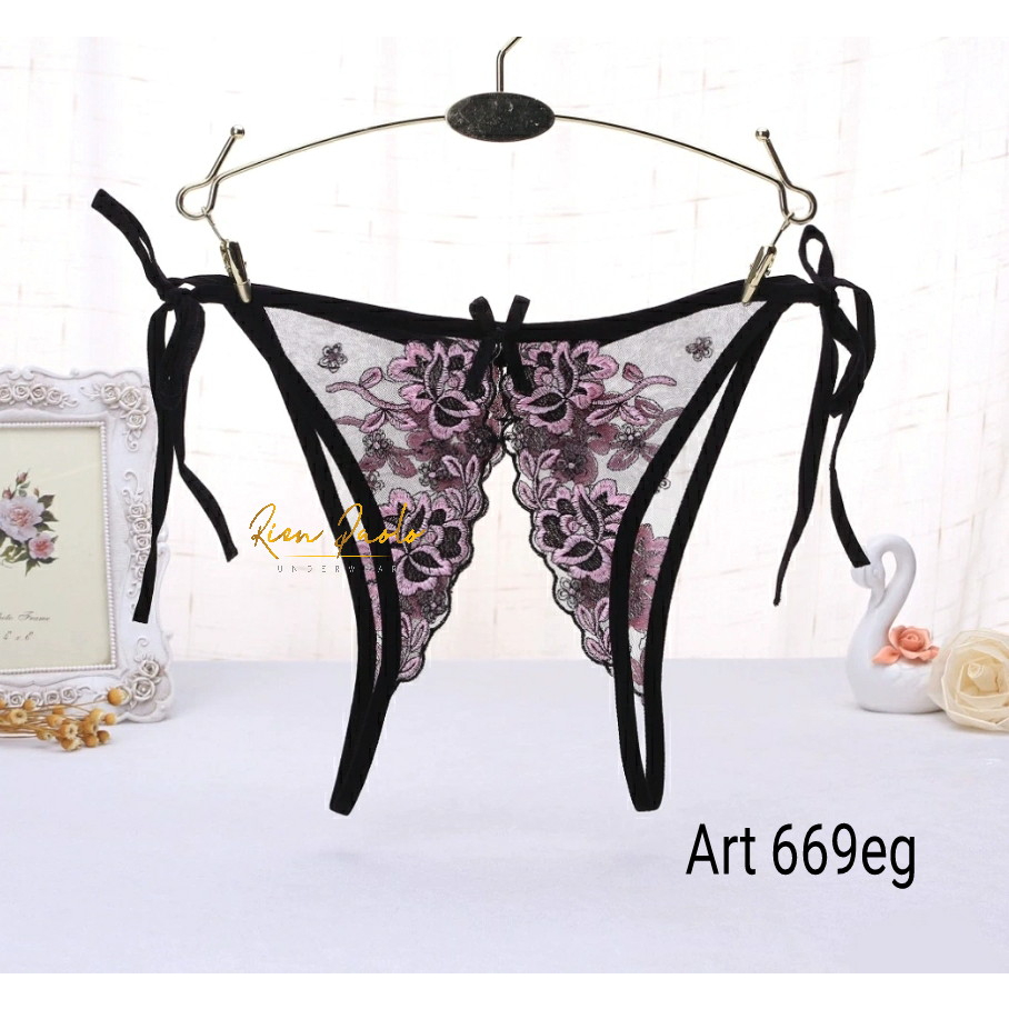 Jual Premium G String Wanita Sexy Hot Celana Dalam CD Open Crotch Lingerie Seamless Renda Cantik ...