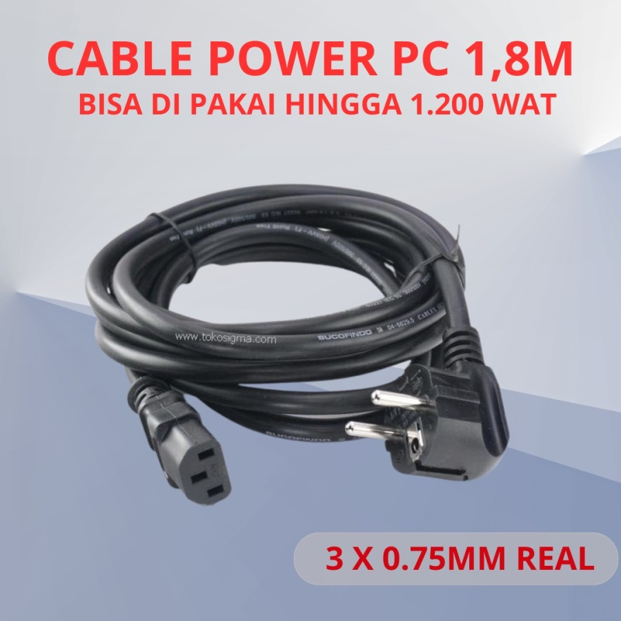 Jual Kabel Power Cpu Tebal 1,8m / Kabel Power PC 1,8m IB / power pc ...