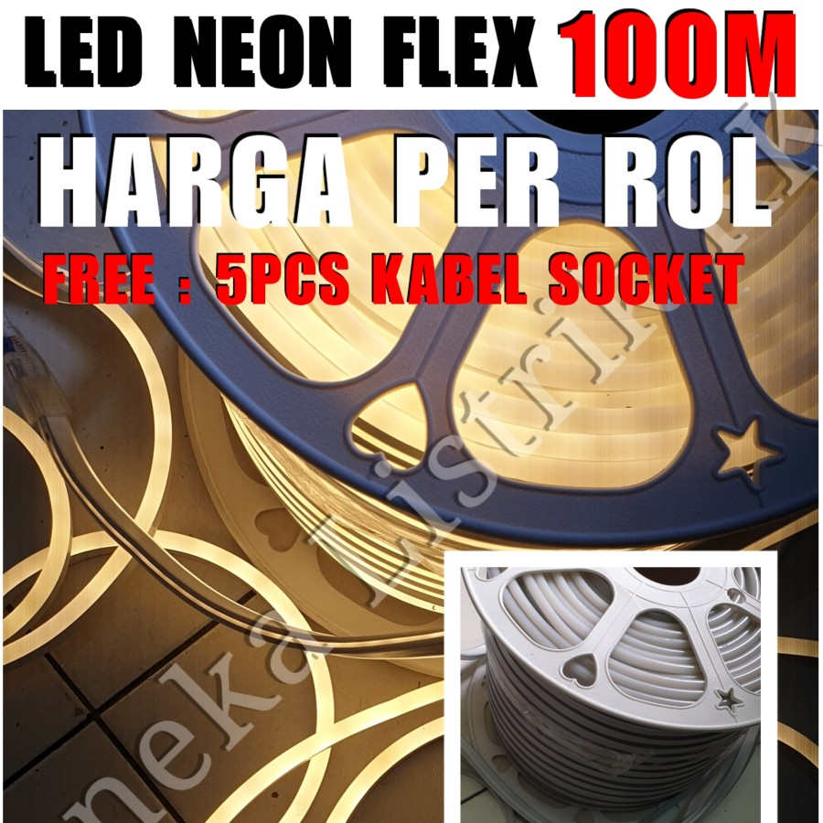 Jual LED NEON FLEX 100M 220V KUNING FLEXIBEL 100 METER FLEXIBLE SELANG SIGN | Shopee Indonesia