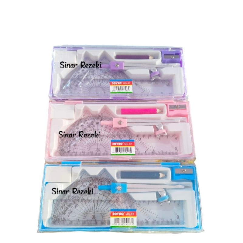 Jual 1 set! MS-87/Jangka matematika set/jangka set joyko/penggaris ...