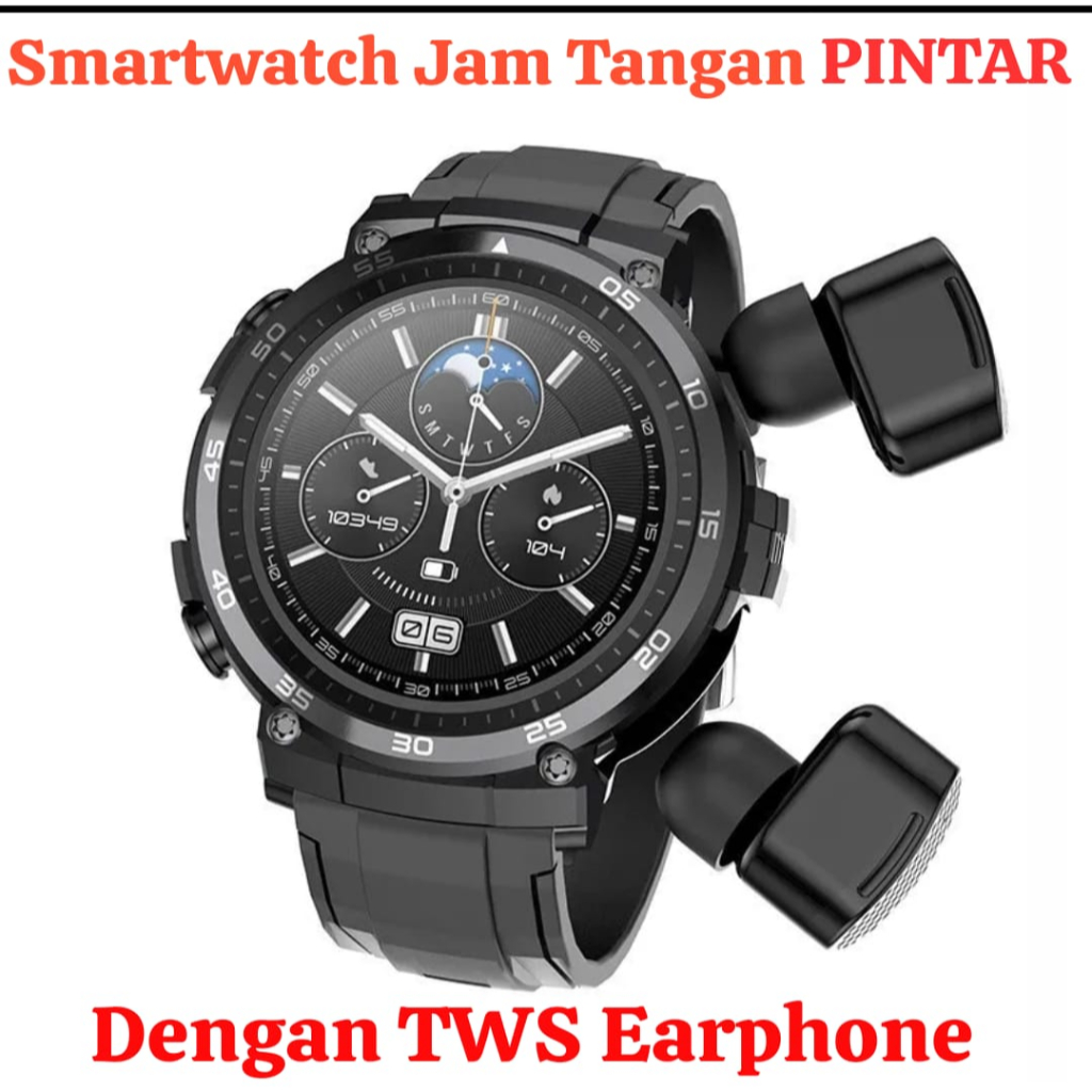 Jual Jam Tangan Pintar Smartwatch TWS Earbuds 2in1 Bluetooth Earphone ...