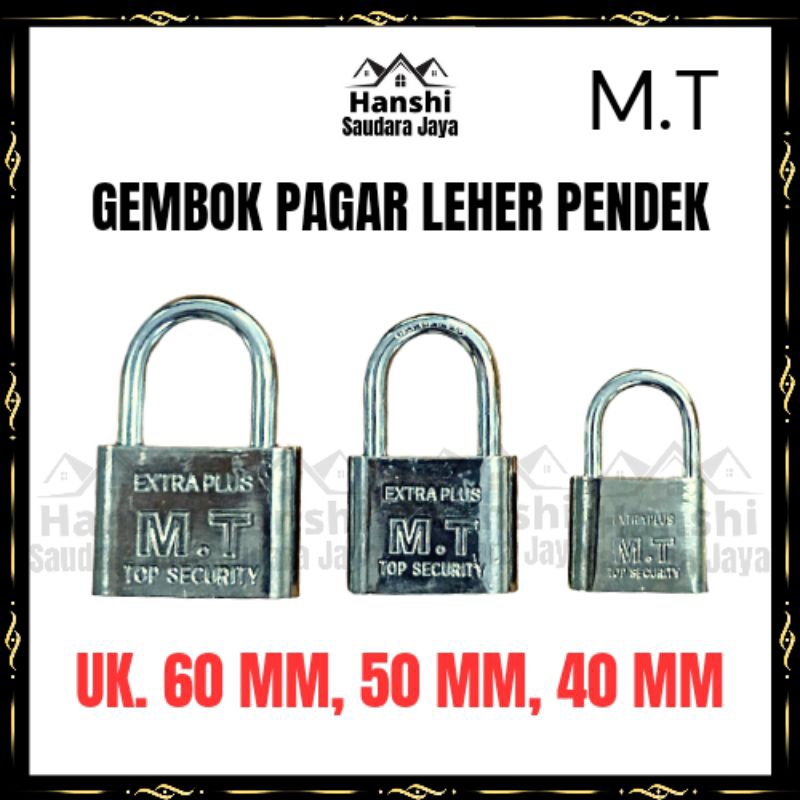 Jual Gembok Pintu / Gembok Pagar Leher Pendek Ukuran 40-60 mm Merk M.T ...