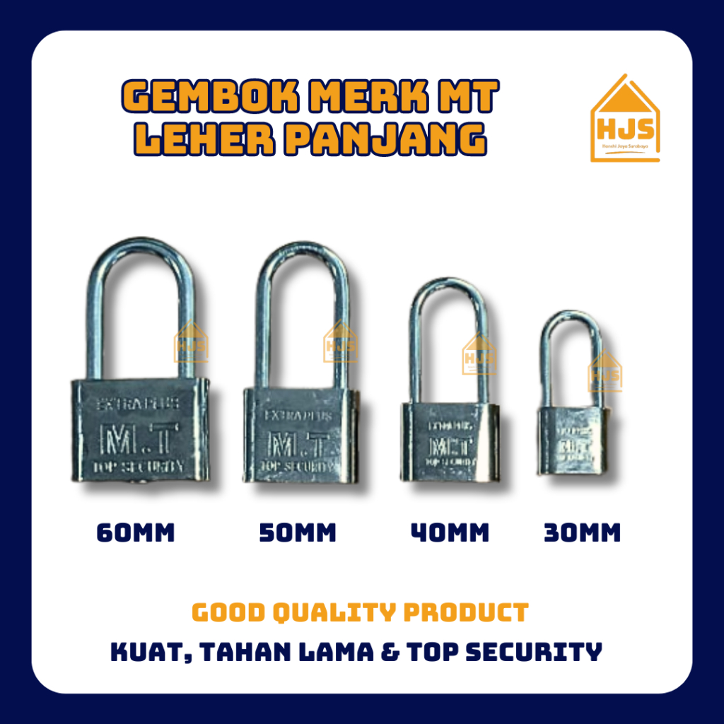Jual Gembok Pintu / Gembok Pagar Leher Panjang Ukuran 30-60 mm Merk M.T ...