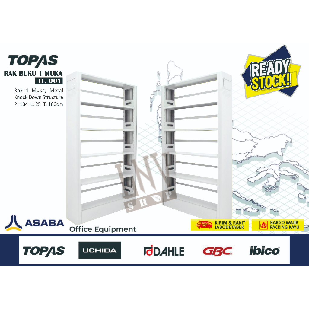 Jual Rak Besi Topas TF-001 rak buku 1 muka rak perpustakaan Rak majalah 1 muka Lemari Besi Topas ...