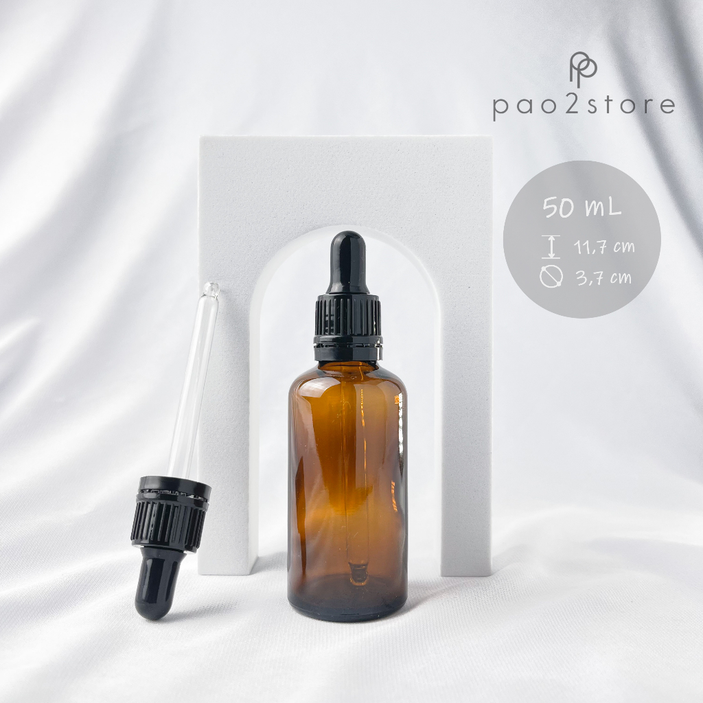 Jual Botol Pipet 50mL Kaca Tebal Amber Coklat - Serum Essence Oil Tetes ...