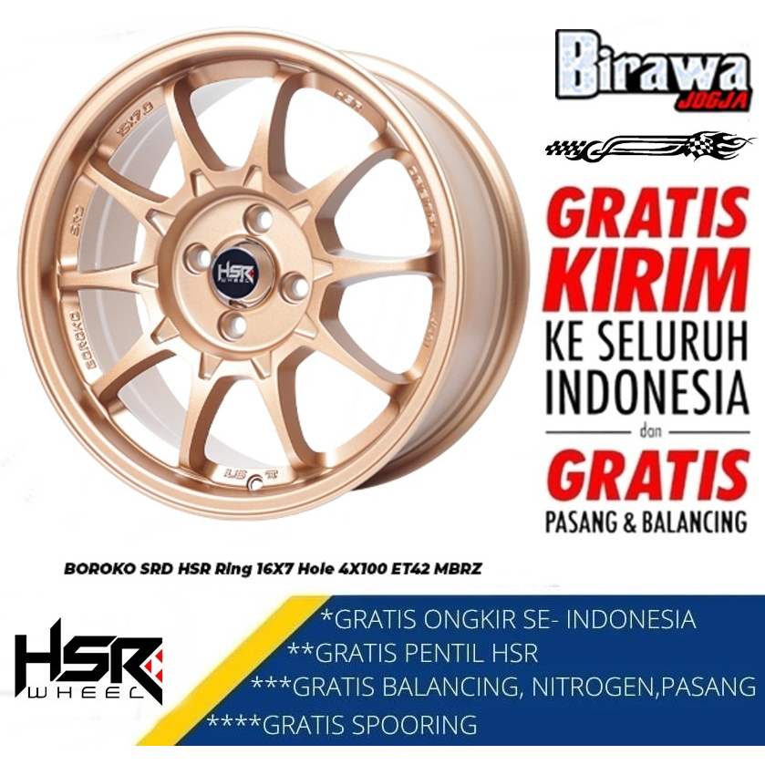 Jual Velg Mobil Ring 16 HSR BOROKO SRD R16 Lebar 7 Hole 4X100 Pelek Racing Mirage Ignis Splash ...
