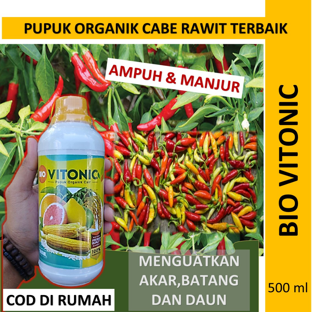 Jual pupuk cair cabe rawit bio vitonic 500 ml pupuk cabe rawit/merah dapat memberikan nutrisi ...