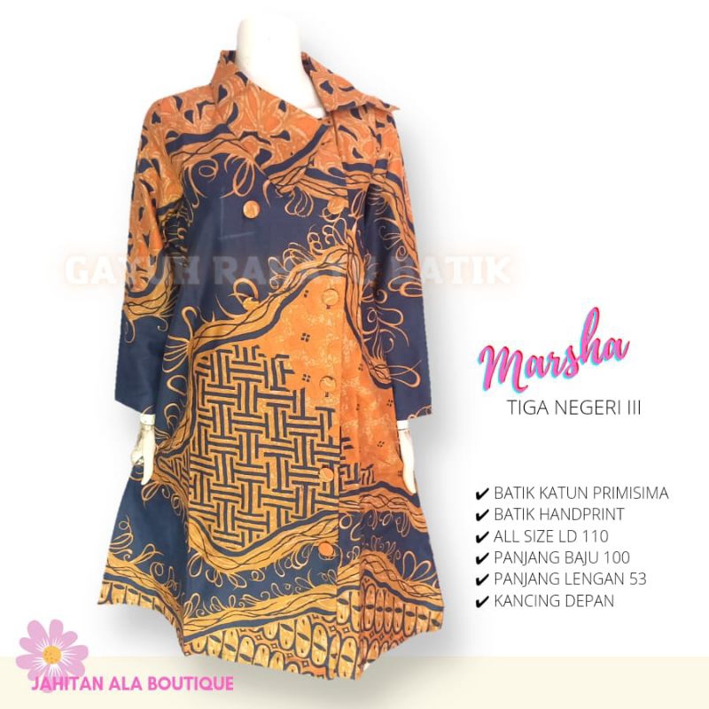 Jual Tunik Batik Wanita Modern Atasan Dress Batik Kerja Premium Asli ...