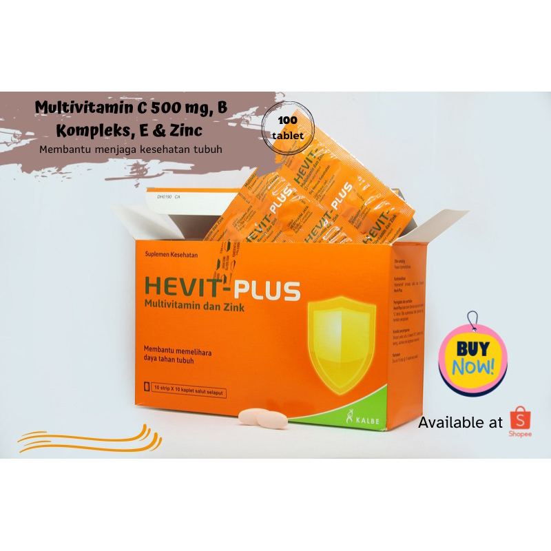 Jual Hevit Plus - Multivitamin C 500 Mg, B1, B6, B12, E dan Zinc ...