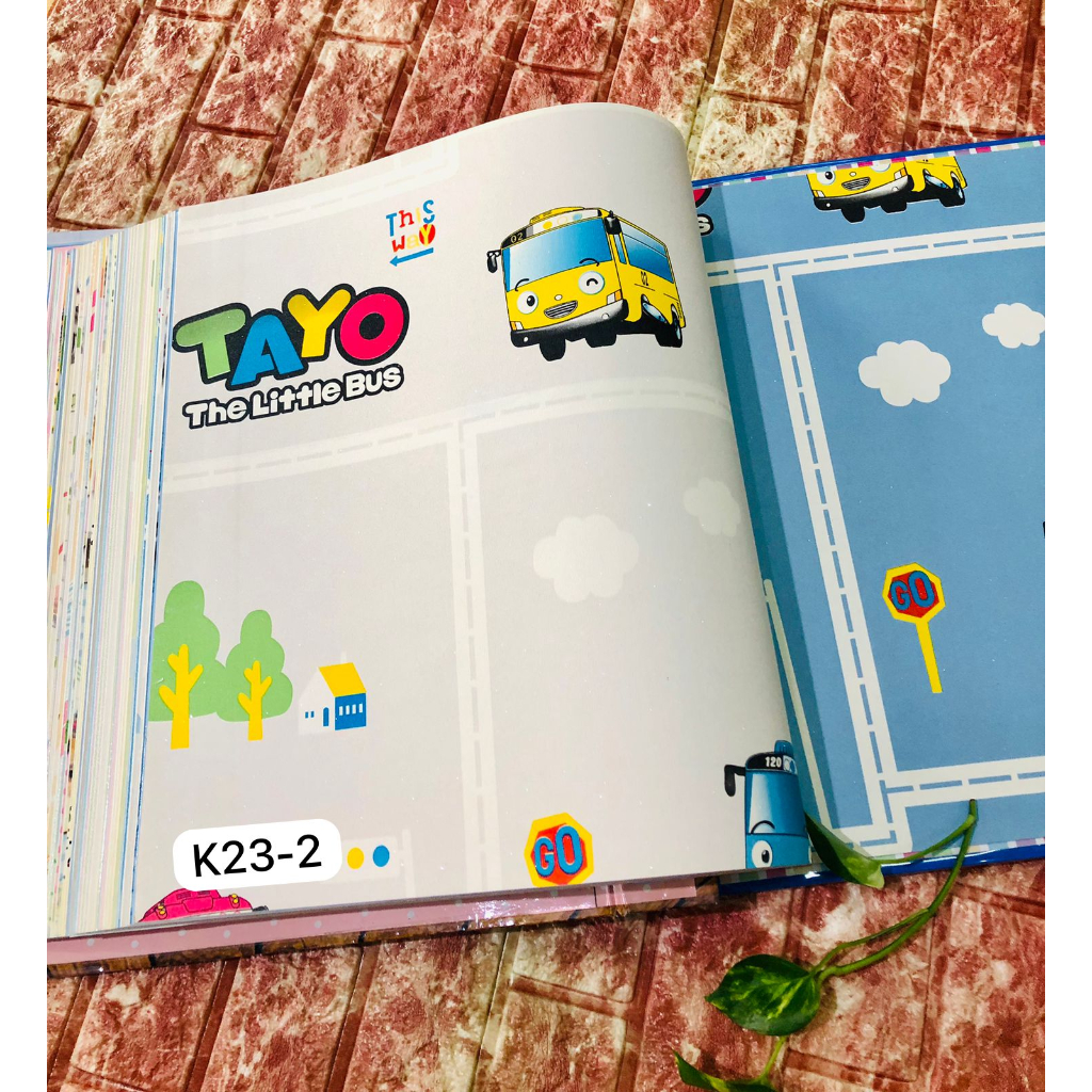 Jual Wallpaper Dinding Anak Motif Bus Tayo Biru Hijau Putih KID STORY ...