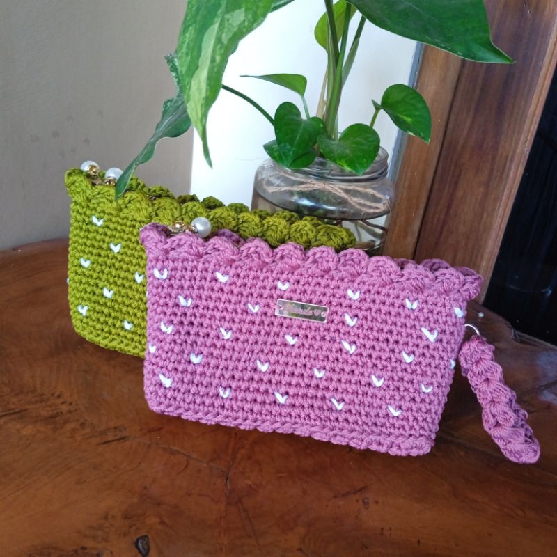 Jual dompet rajut satu pouch rajut dompet panjang | Shopee Indonesia