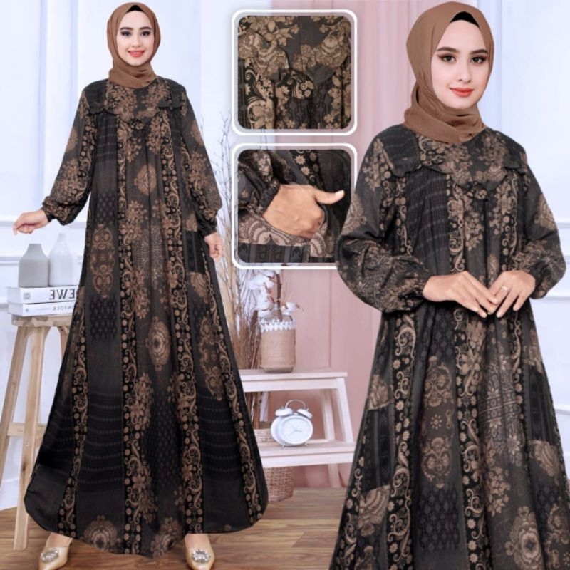 Jual Luna DRESS| Gamis Silk Premium Motif Terbaru Ready Jumbo / Gamis ...