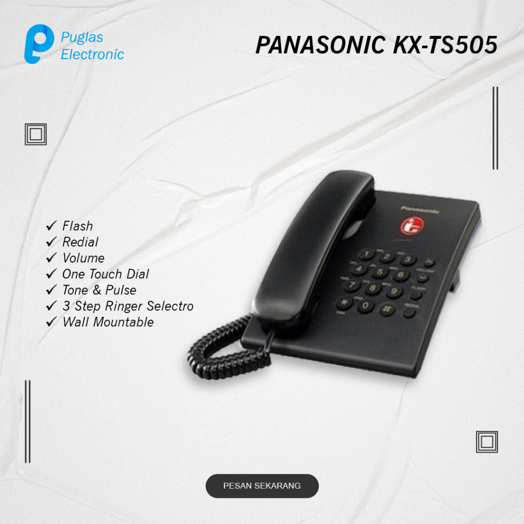 Jual Pesawat Telepon Kabel Panasonic KX-TS505 Telephone Rumah Kantor Indihome - BLACK | Shopee ...