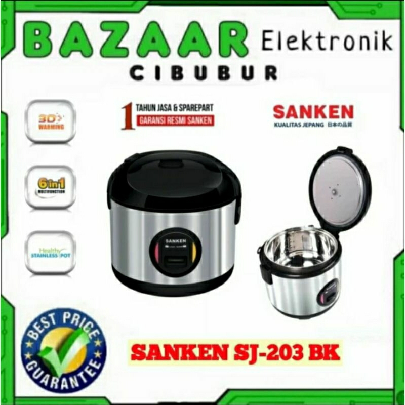 Jual SANKEN RICE COOKER 1L SJ 203BK SJ-203BK SILVER HITAM | Shopee ...